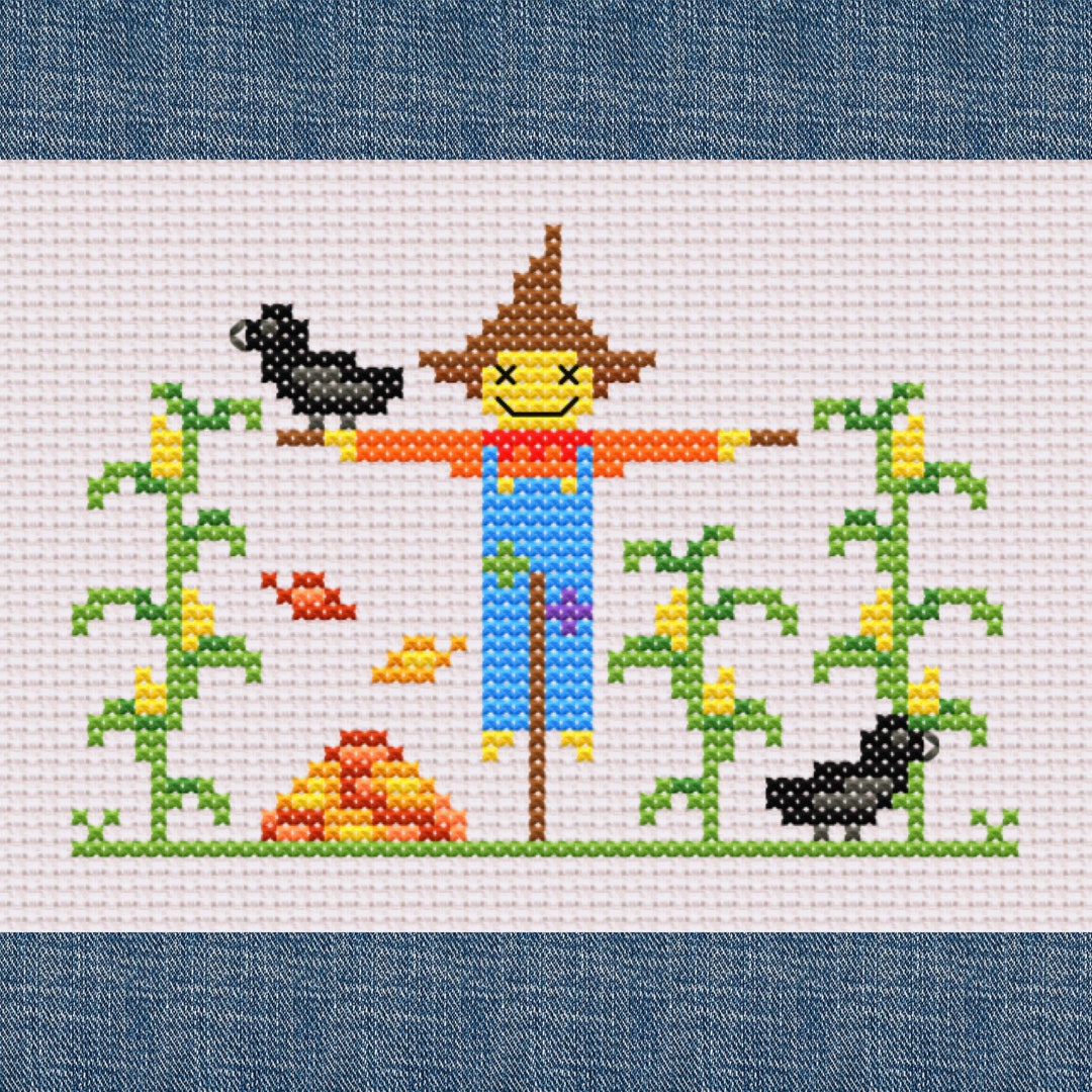Fall Autumn Scarecrow Cross Stitch Pattern PDF Download - Etsy