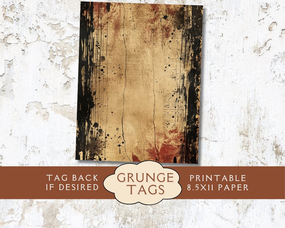 Grunge Junk Journal Tags. Digital Paper of Primitive Tags for ...