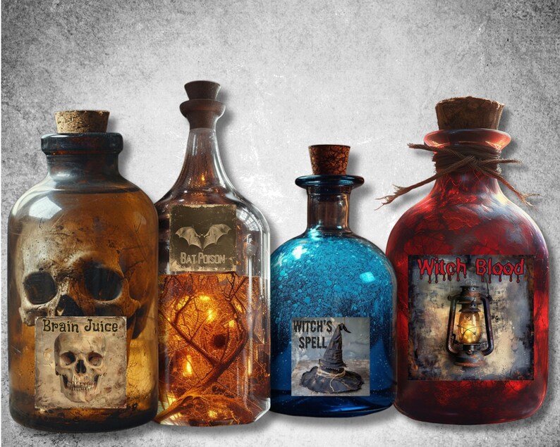Gothic Potion Labels Clipart for Junk Journals. Digital Paper of ...