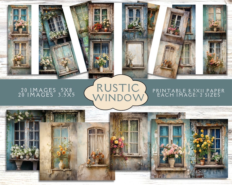 Rustic Farmhouse Window Paper. Scrapbook Paper of Shabby Boho Beach ...