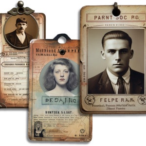Vintage ID Cards Junk Journal Ephemera. Digital Paper of Antique ID ...