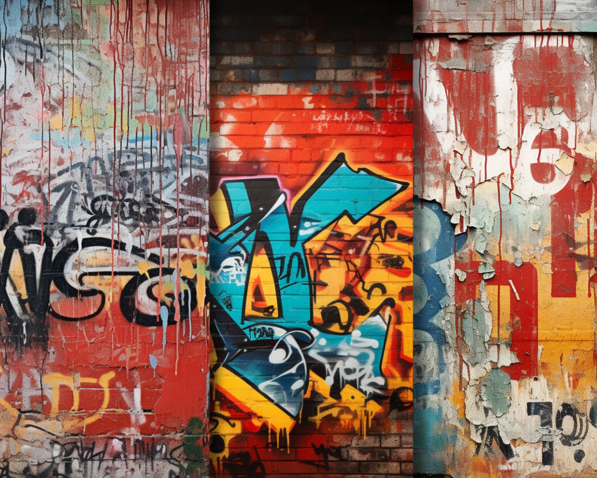 Graffiti Junk Journal Paper. Digital Paper of Spray Paint Graffiti Wall ...