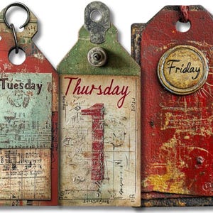 Days of the Week Junk Journal Tags. Digital Paper of Vintage Grunge ...
