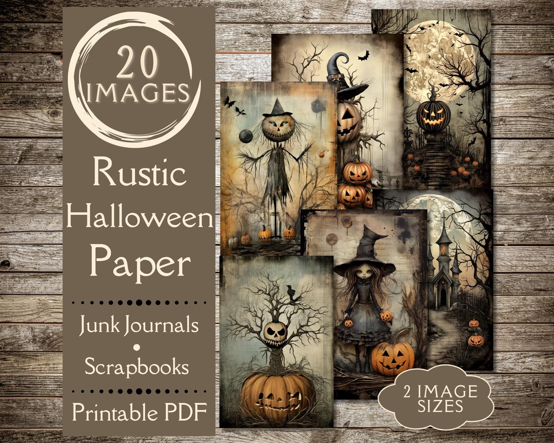 Rustic Halloween Junk Journal Paper. Digital Paper of Watercolor ...