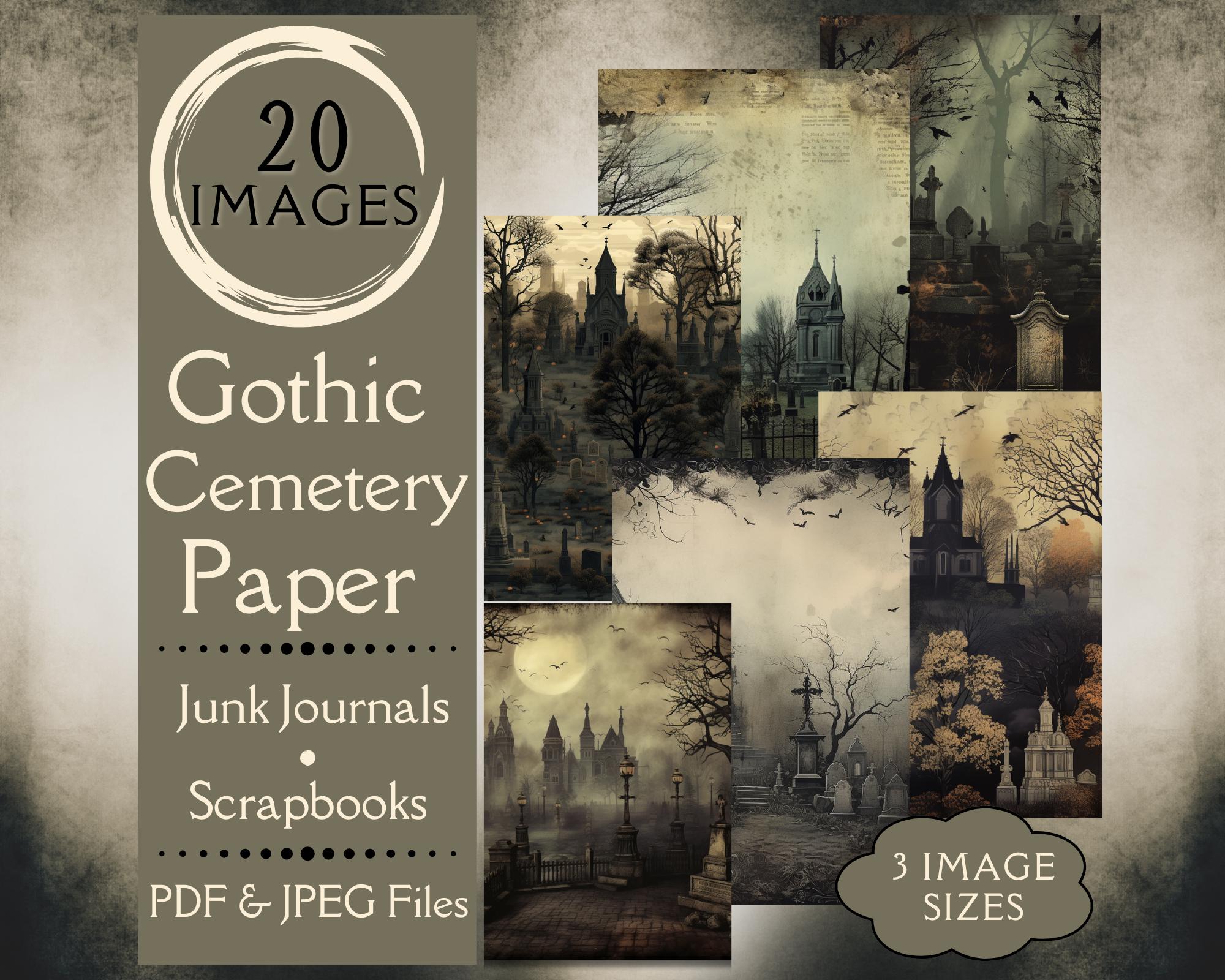 Gothic Cemetery Junk Journal Paper. Digital Paper of Halloween Cemetery ...
