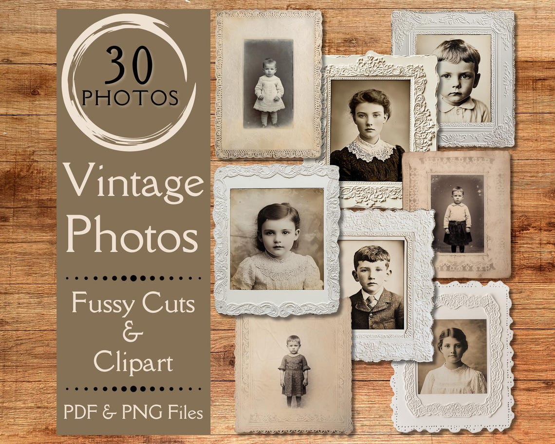 Early 1900s Vintage Photos Ephemera. Digital Paper Fussy Cuts and PNG ...