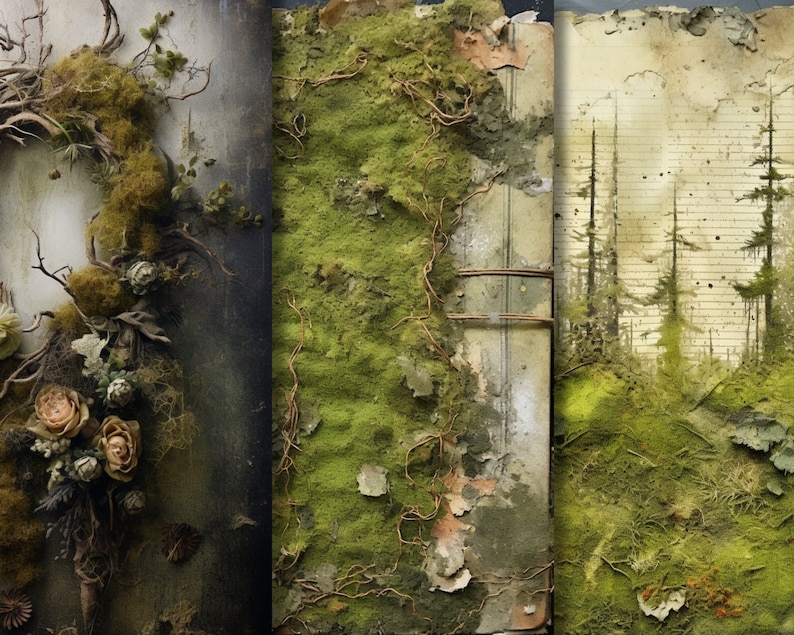 Dark Forest Moss Junk Journal Paper. Digital Paper of Whimsy Forest ...