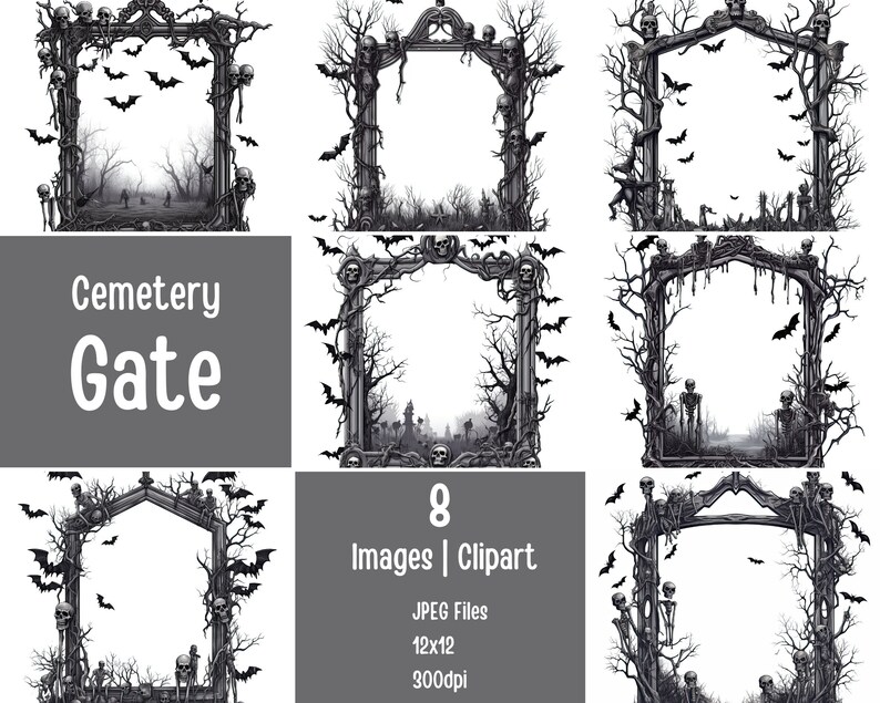 Halloween Cemetery Gate Digital Image. Digital Paper for - Etsy