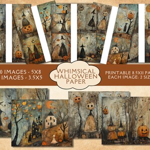 Whimsical Halloween Junk Journal Paper. Digital Paper of Pumpkins ...