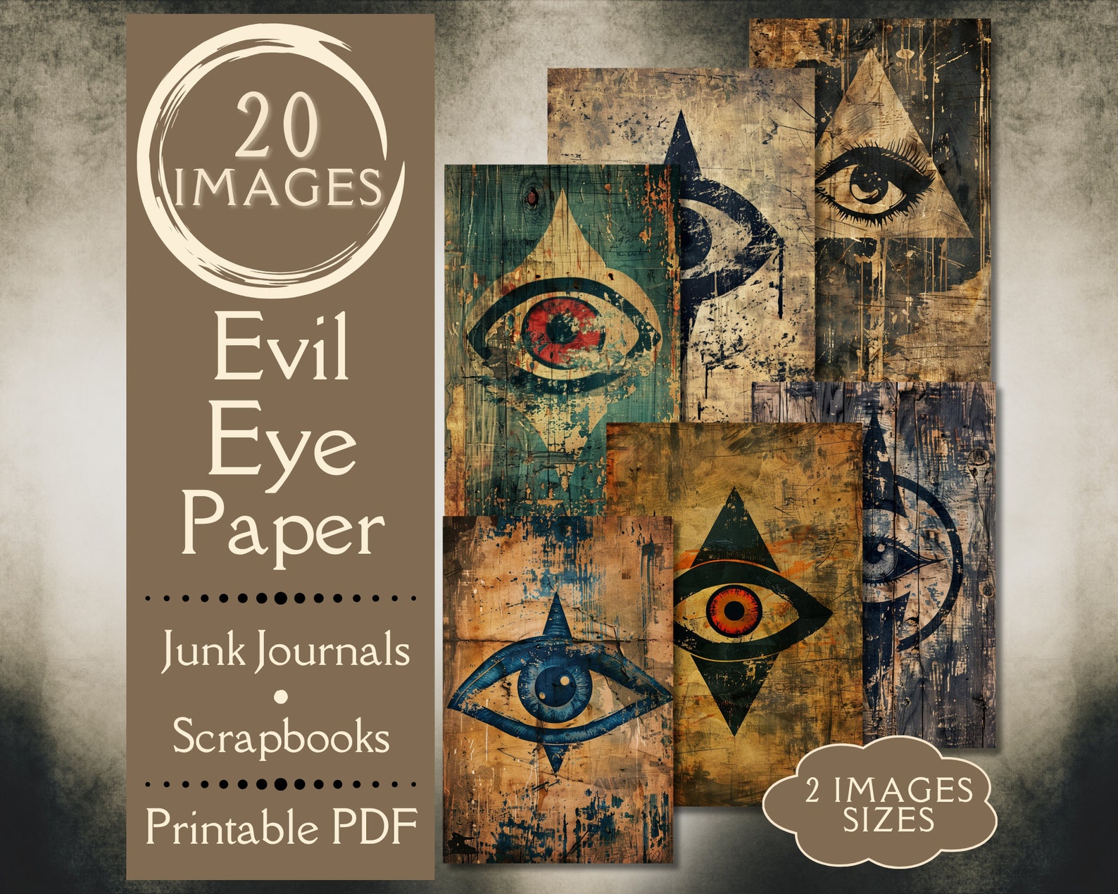 Vintage Grunge Evil Eye Journal Paper. Digital Paper of Mystic Nazar ...