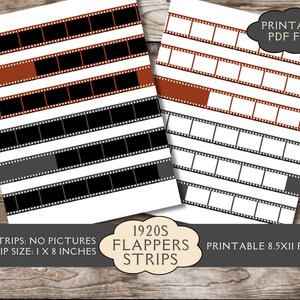 1920s Flapper Film Strips Ephemera for Junk Journals . Digital Paper of ...