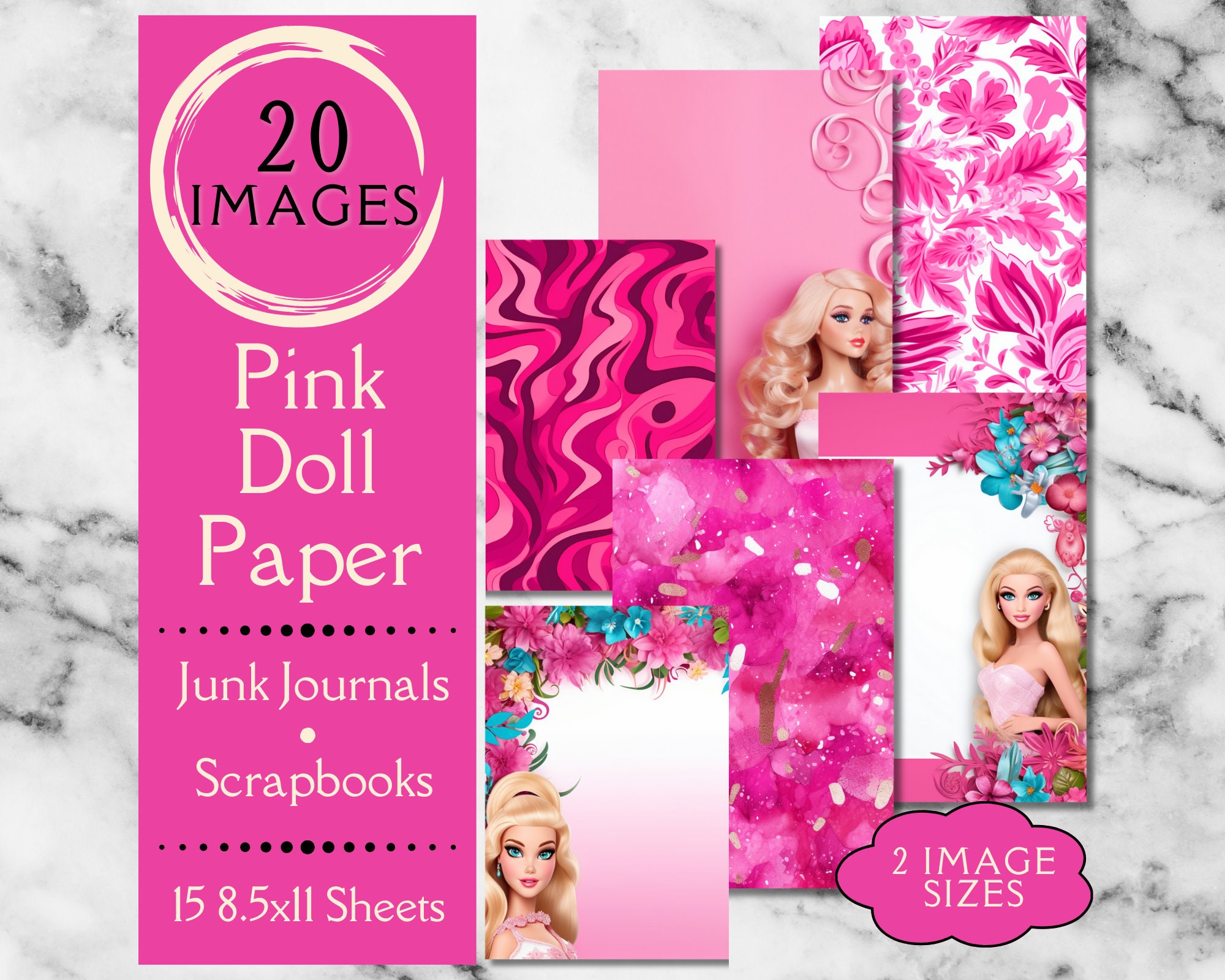 Pink Doll Junk Journal Paper. Paper Doll Border Paper for Scrapbooks ...