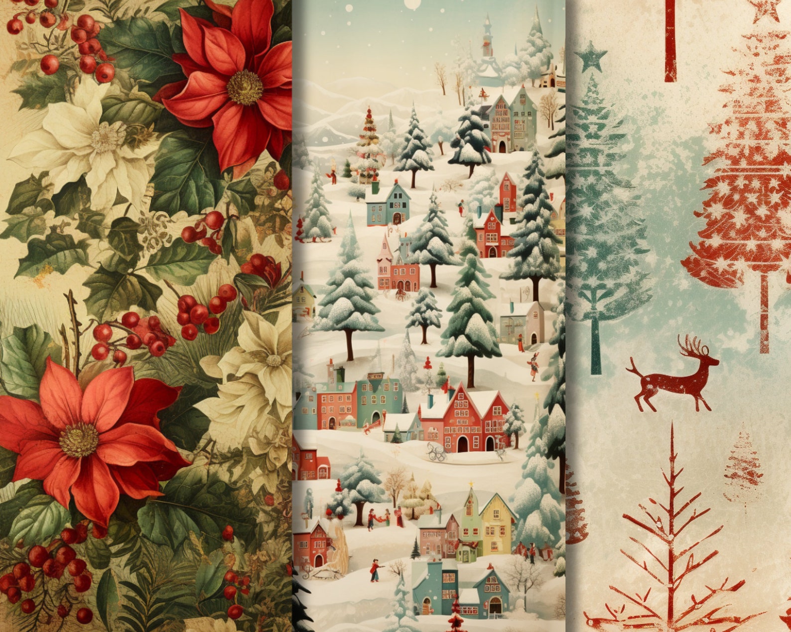 Vintage Christmas Junk Journal Paper. Digital Paper of Country ...