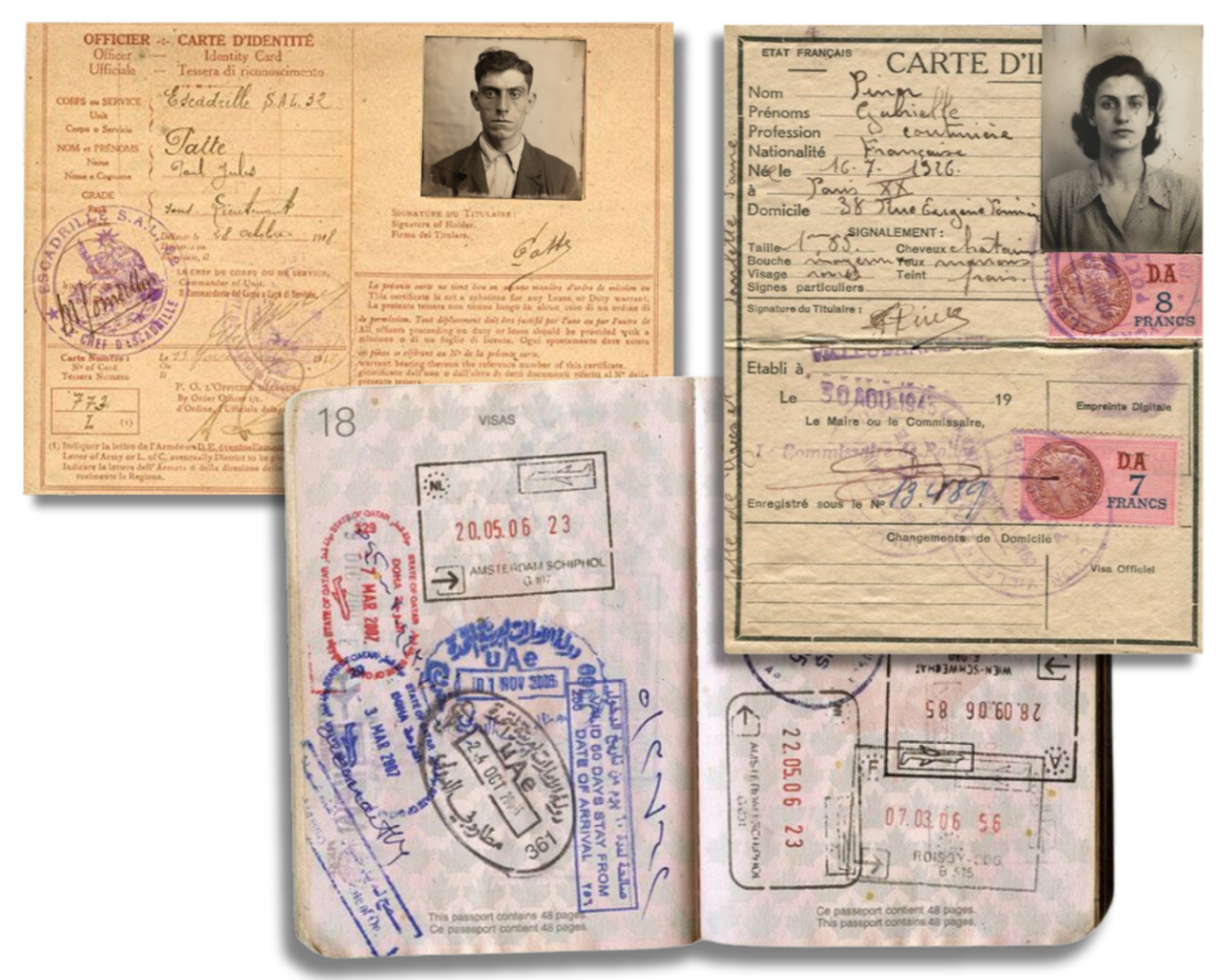 Vintage Passports Junk Journal Ephemera. Digital Paper of Antique ...