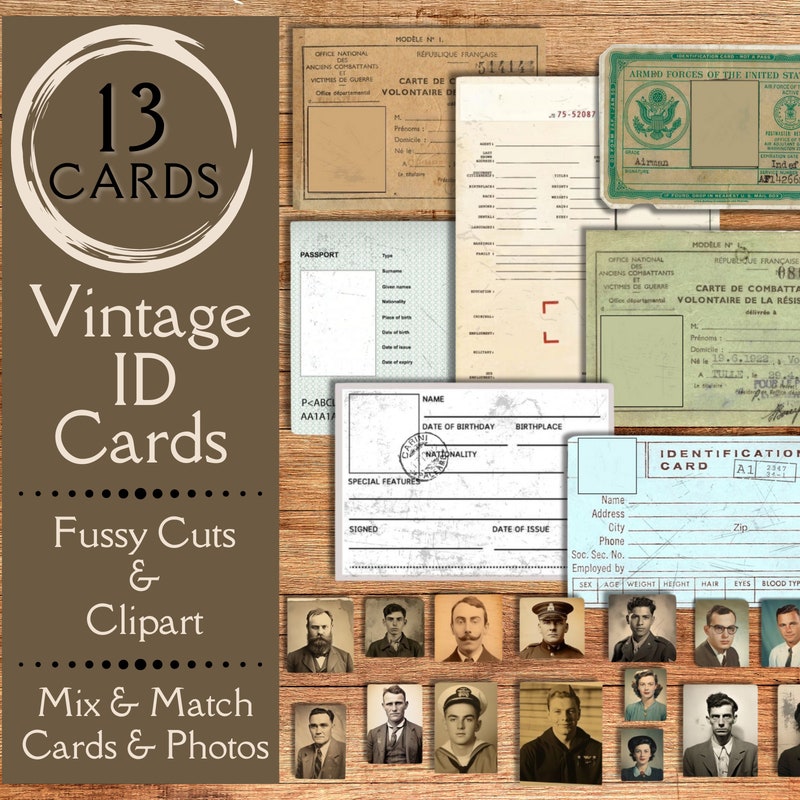 Vintage Identification Cards - Etsy