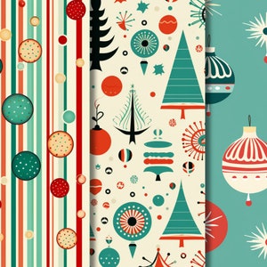 1950s Retro Christmas Junk Journal Paper. Digital Paper of Mid-century ...
