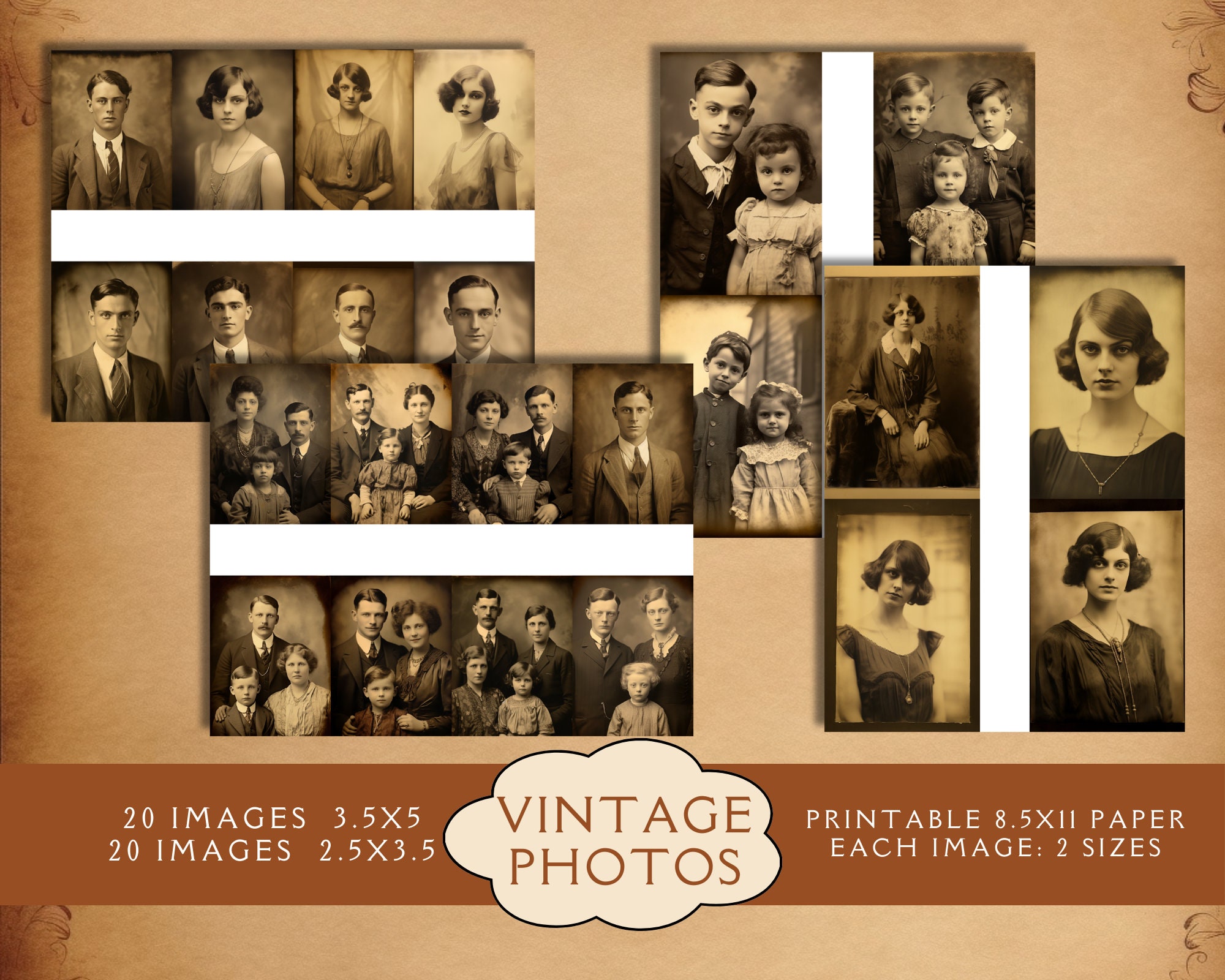 Vintage 1900s Pictures Junk Journal Paper. Digital Paper of Vintage ...