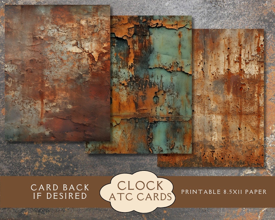 Steampunk Clock ATC Cards Junk Journal Paper. Digital Paper of Vintage ...