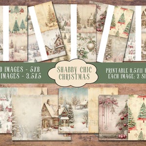 Shabby Christmas Paper. Digital Paper of Vintage Shabby Chic Christmas ...