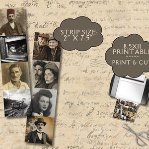 Vintage Photo Strips Junk Journal Ephemera Digital Paper of Vintage ...