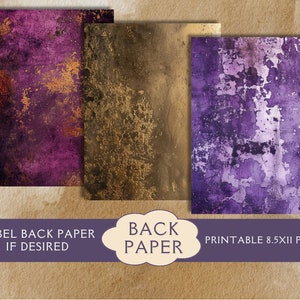 Vintage Grunge Purple Halloween Labels Clipart for Junk Journals ...