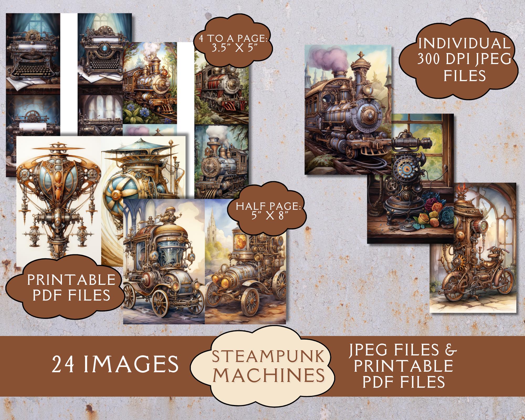 Steampunk Machines Junk Journal Paper. Steampunk Digital Paper of ...