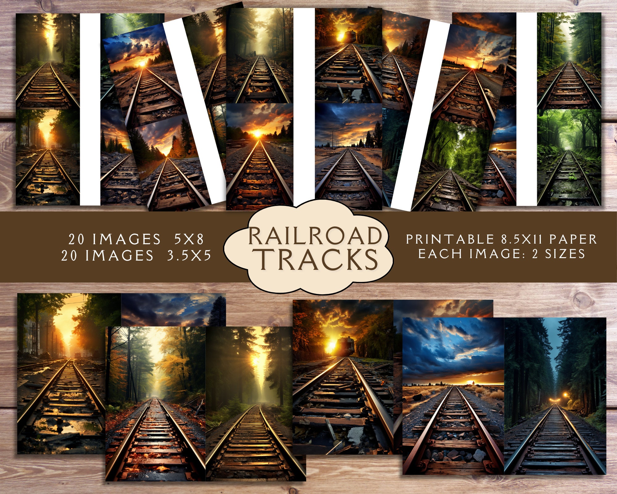 Railroad Tracks Photo. Digital Paper of Vintage Train Tracks for Junk ...