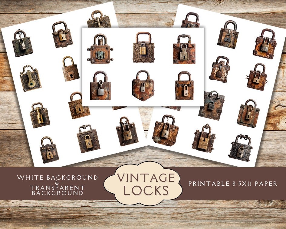 Vintage Locks Fussy Cuts for Junk Journals. Digital Paper of Antique ...