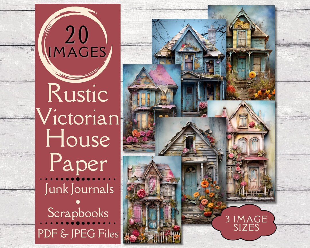 Vintage Victorian House Digital Paper. Scrapbook Paper of Boho Beach ...
