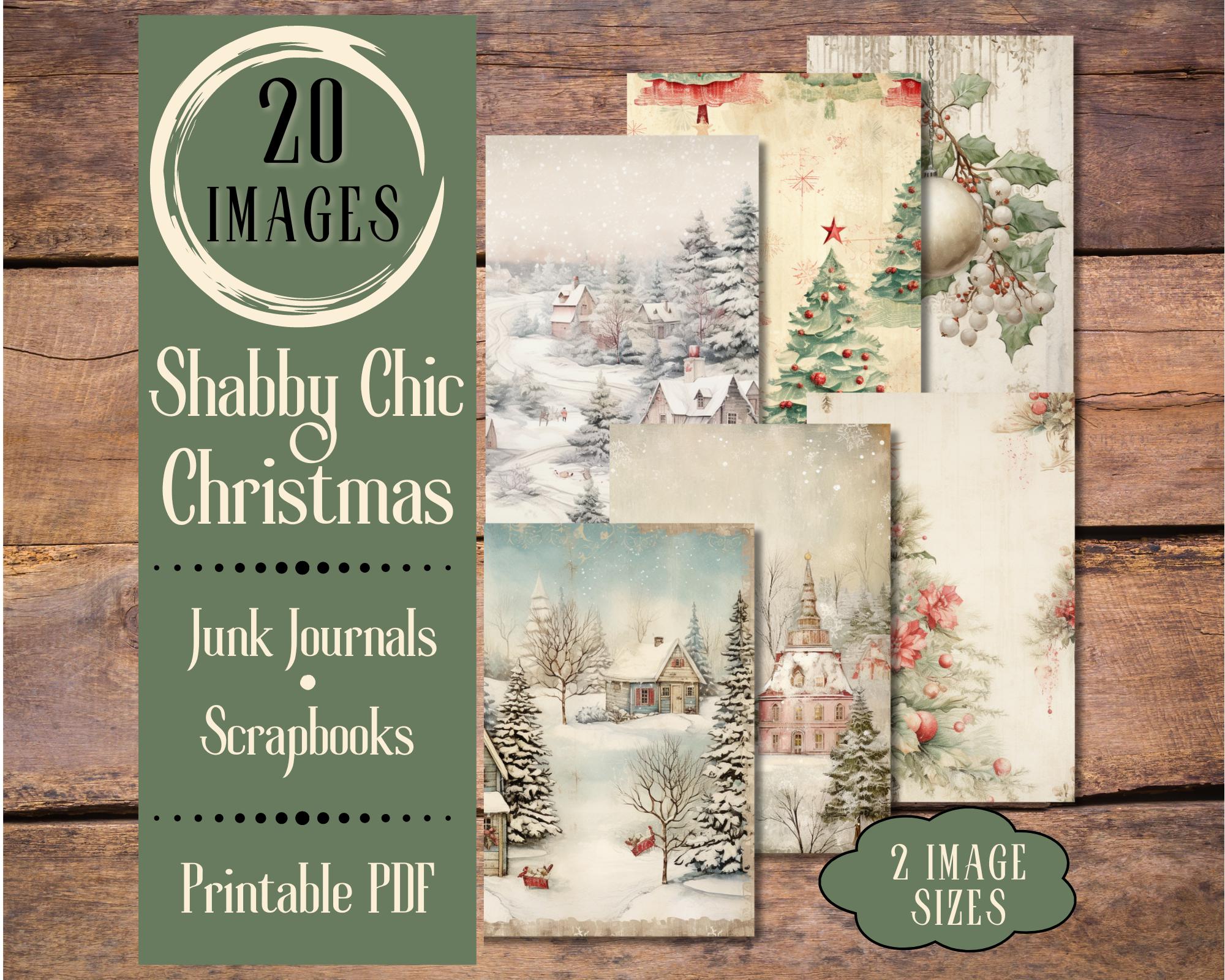 Shabby Christmas Paper. Digital Paper of Vintage Shabby Chic Christmas ...