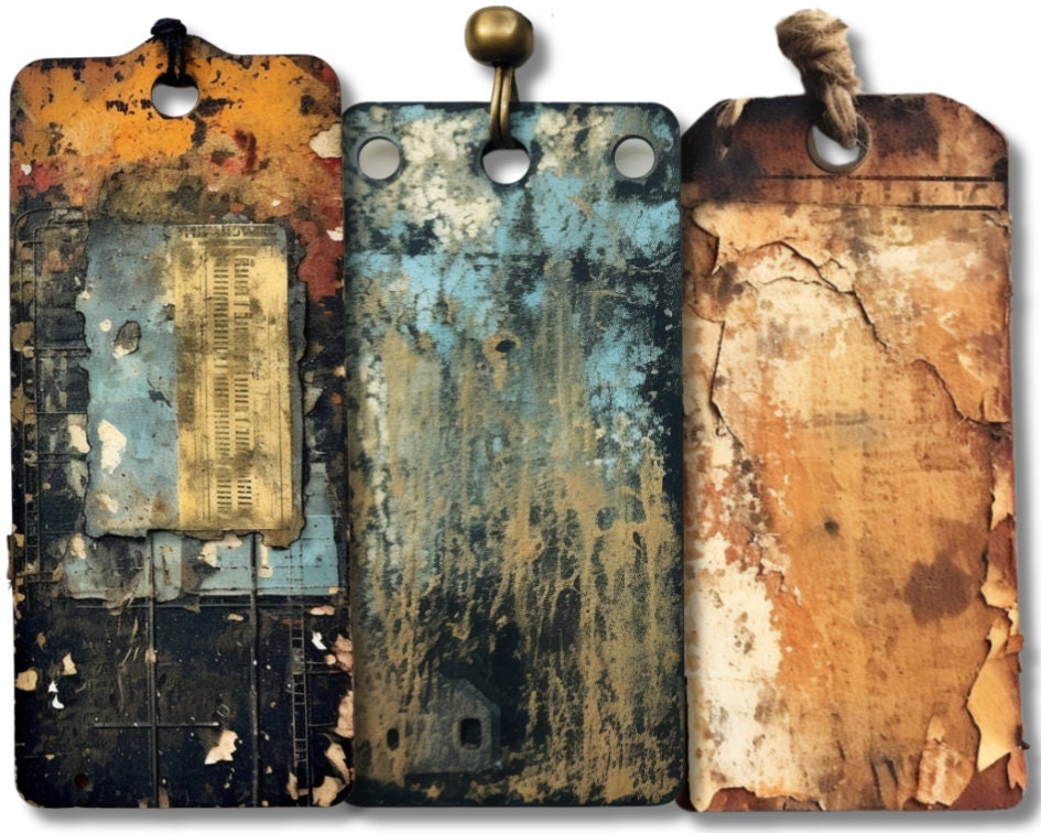 Grunge Junk Journal Tags. Digital Paper of Primitive Tags for ...