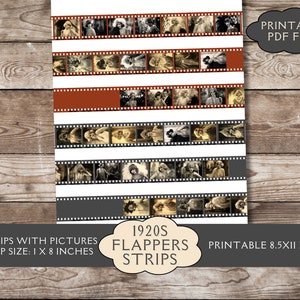 1920s Flapper Film Strips Ephemera for Junk Journals . Digital Paper of ...