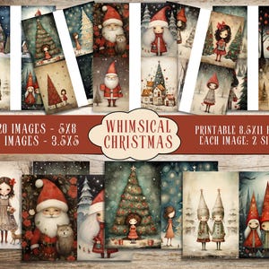 Whimsical Christmas Junk Journal Paper. Digital Paper of Cute Christmas ...