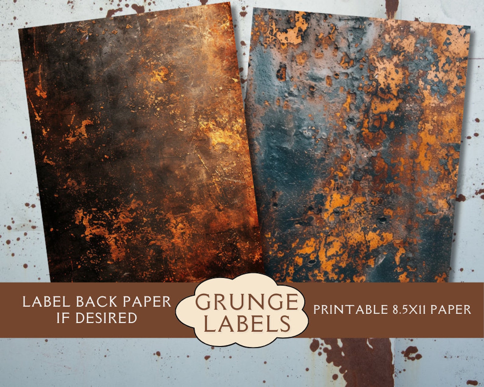 Grunge Number Junk Journal Labels. Digital Paper of Primitive Rust ...