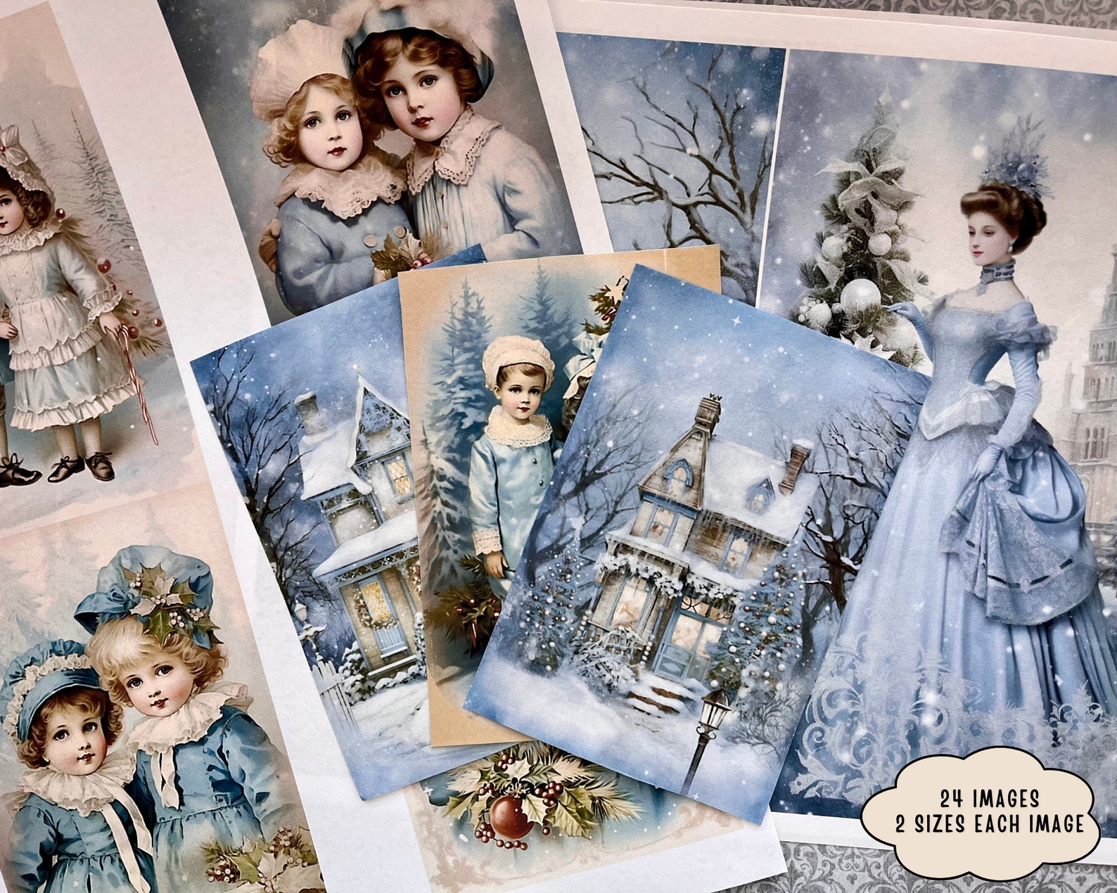 Vintage Victorian Christmas Paper. Digital Paper of 1800s Christmas ...