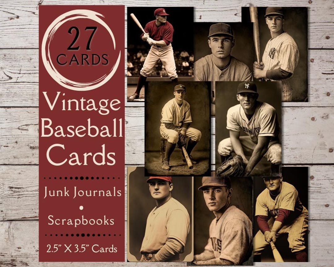 Vintage Baseball Cards Junk Journal Paper. Digital Paper of Antique ...