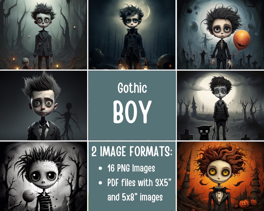 Gothic Boy for Junk Journals. Digital Paper of Spooky, Gothic Halloween ...