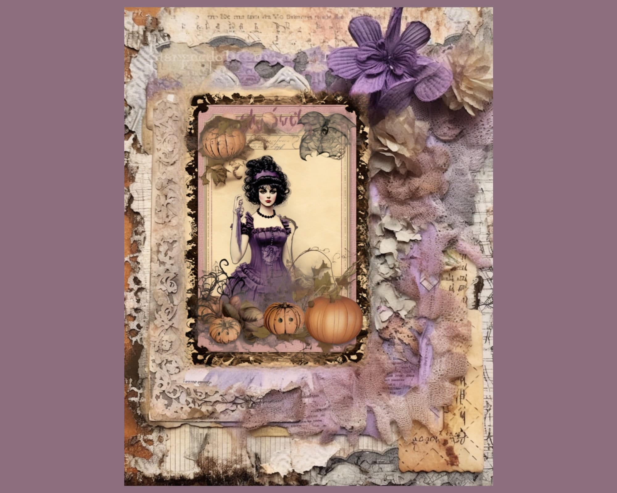 Vintage Halloween Junk Journal Digital Paper. Purple Digital - Etsy