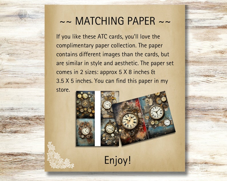 Steampunk Clock ATC Cards Junk Journal Paper. Digital Paper of Vintage ...
