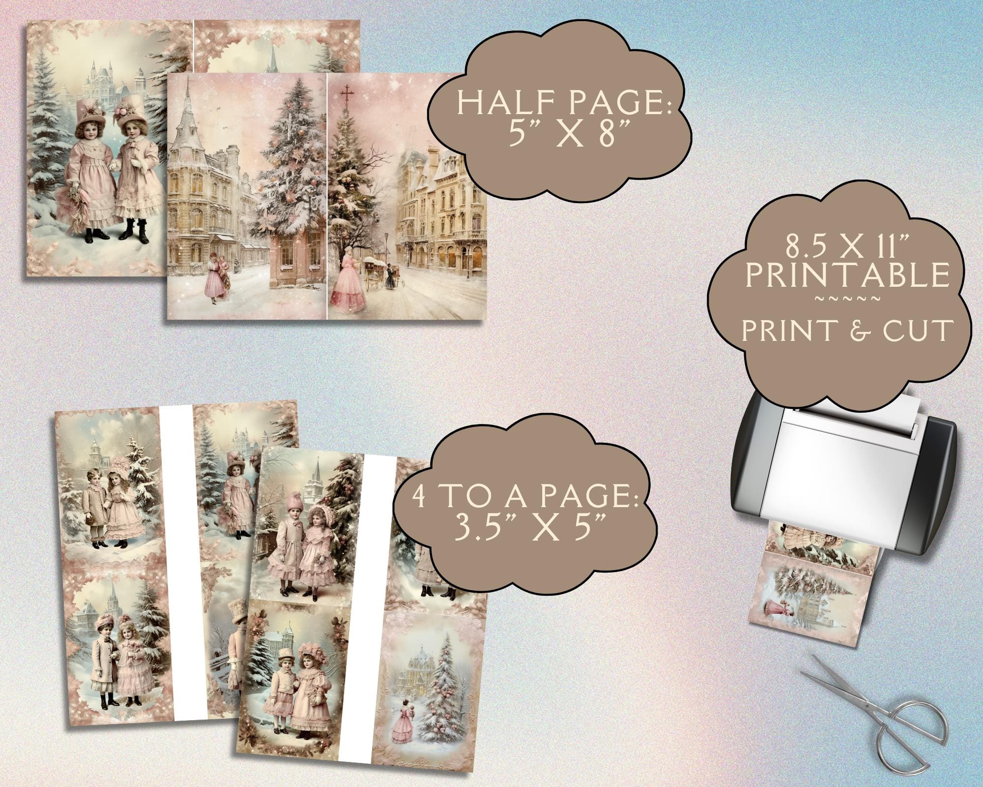 Vintage Victorian Christmas Paper. Digital Paper of 1800s Christmas ...
