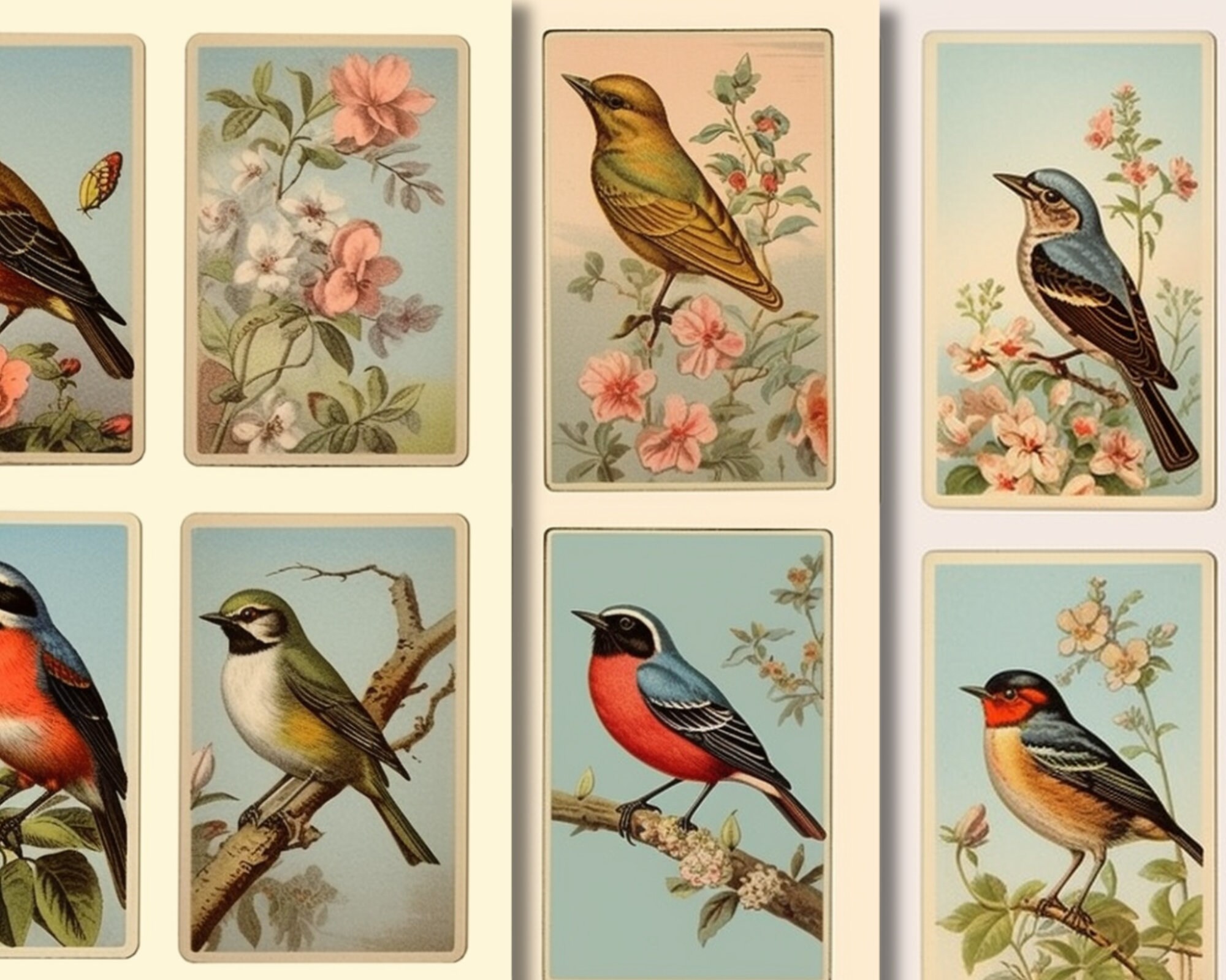 Vintage Watercolor Birds for Junk Journals. Digital Paper of Small ...