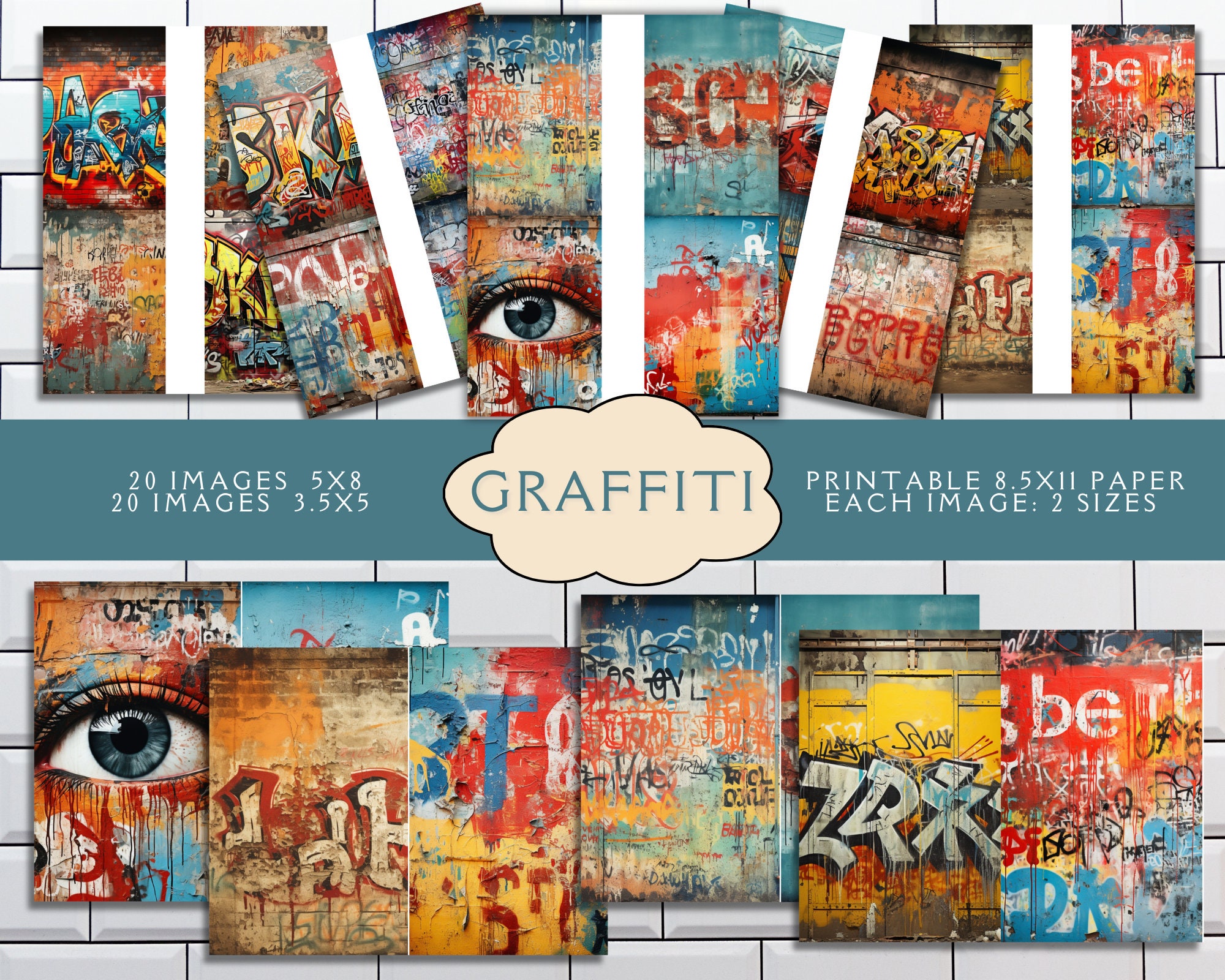 Graffiti Junk Journal Paper. Digital Paper of Pray Paint Graffiti Wall ...