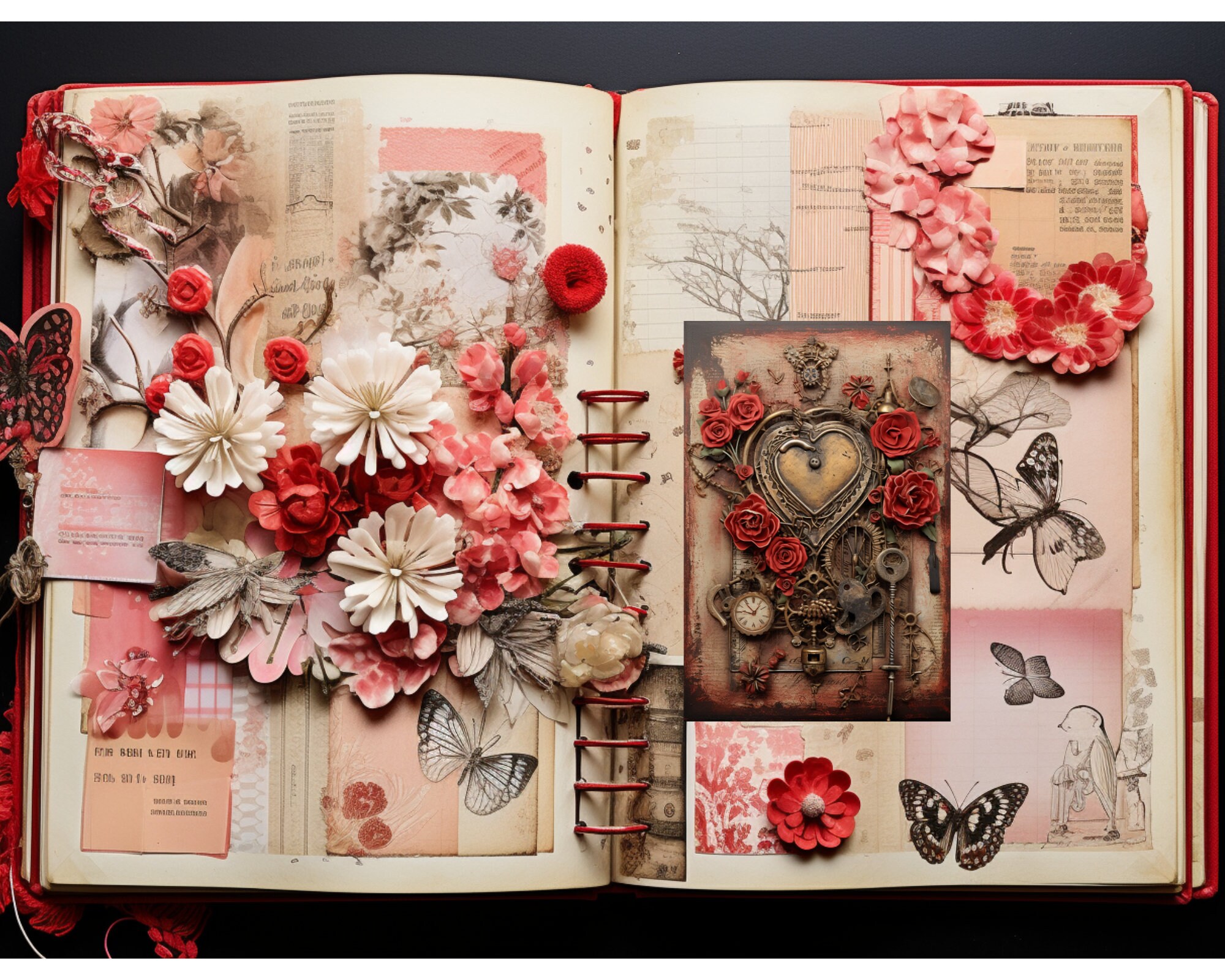 Primitive Hearts Junk Journal Paper. Digital Paper of Primitive ...