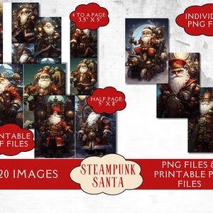 Steampunk Santa Christmas Cards and Paper. Steampunk Digital Paper of ...