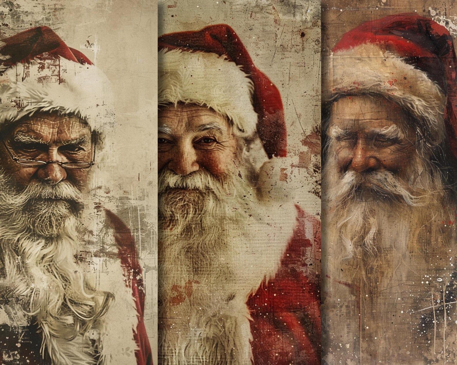 Vintage Grunge Christmas Santa Clause for Junk Journals. Digital Paper ...