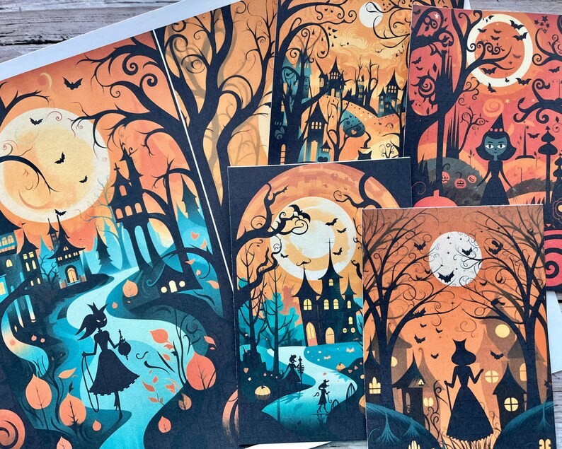 Retro Halloween Paper for Junk Journals. 1970's Vintage Digital Paper ...