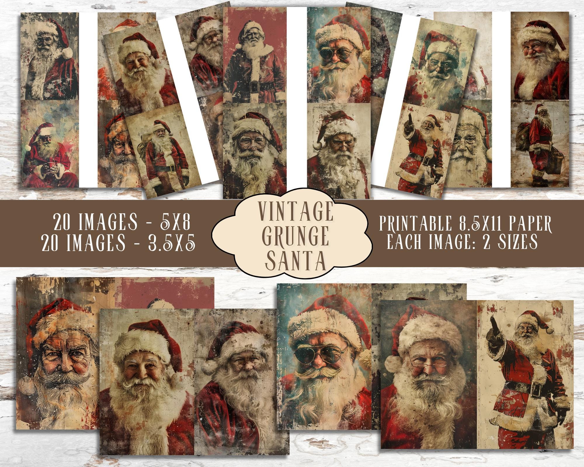 Vintage Grunge Christmas Santa Clause for Junk Journals. Digital Paper ...