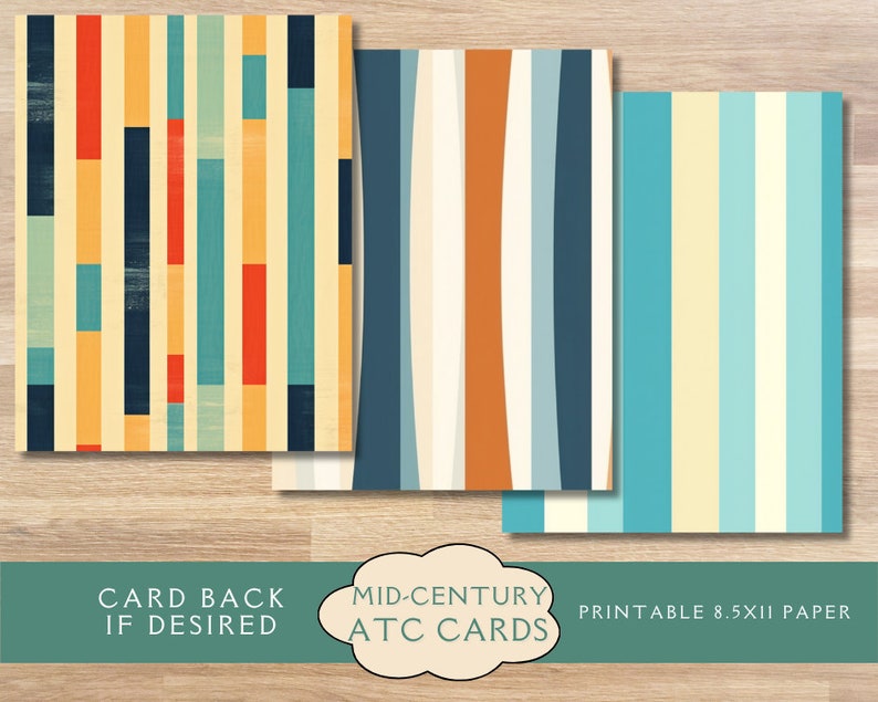 Mid-century Modern ATC Cards Junk Journal Paper. Digital Paper of 1950s ...