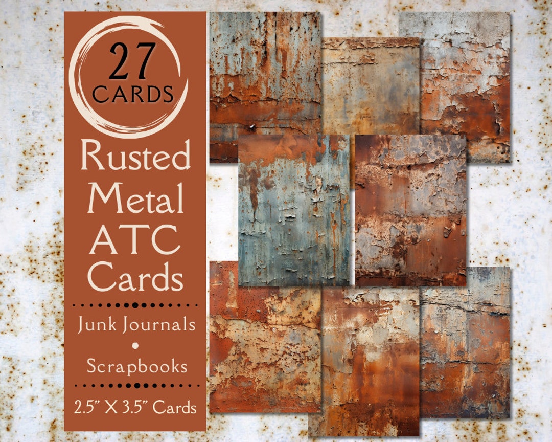 Rusted Steampunk Metal ATC Cards Junk Journal Paper. Digital Paper of ...