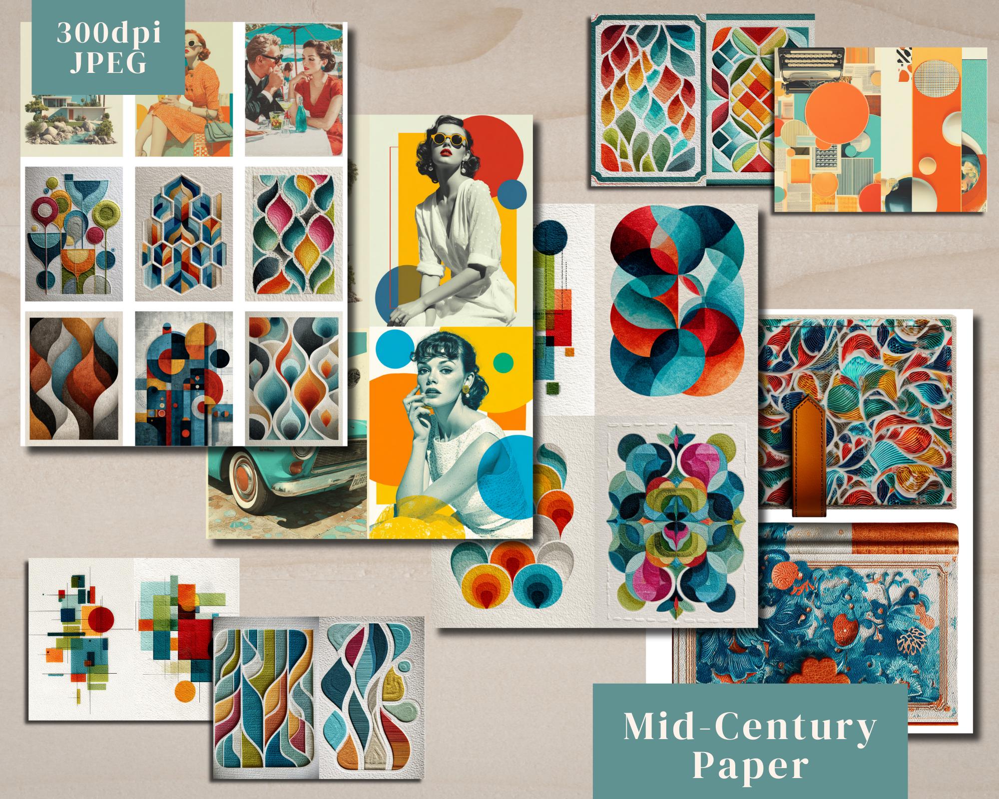 1950s Mid-century Modern Junk Journal Kit. Digital Paper of Retro ...